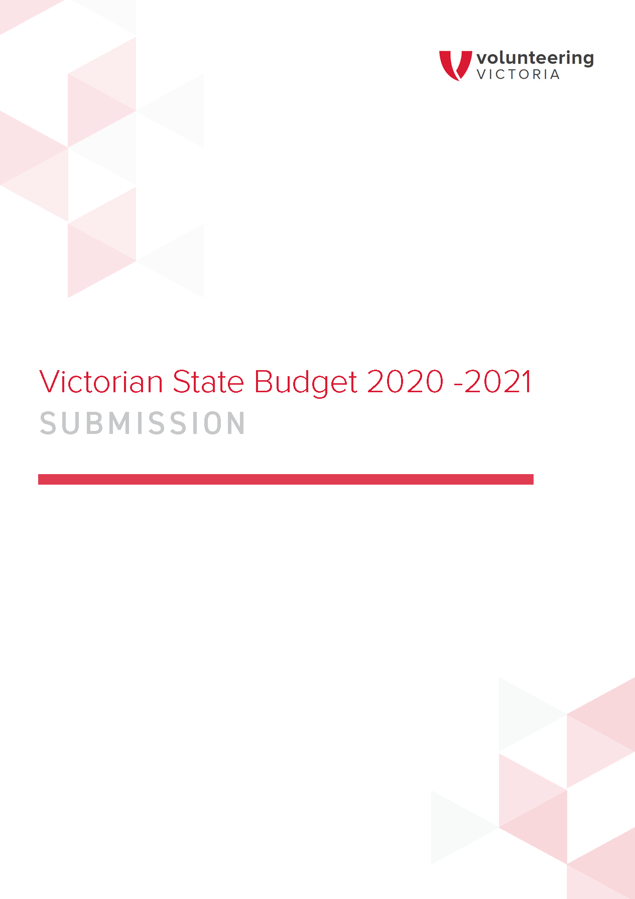 Victorian State Budget 2020-2021 Submission - Volunteering Victoria